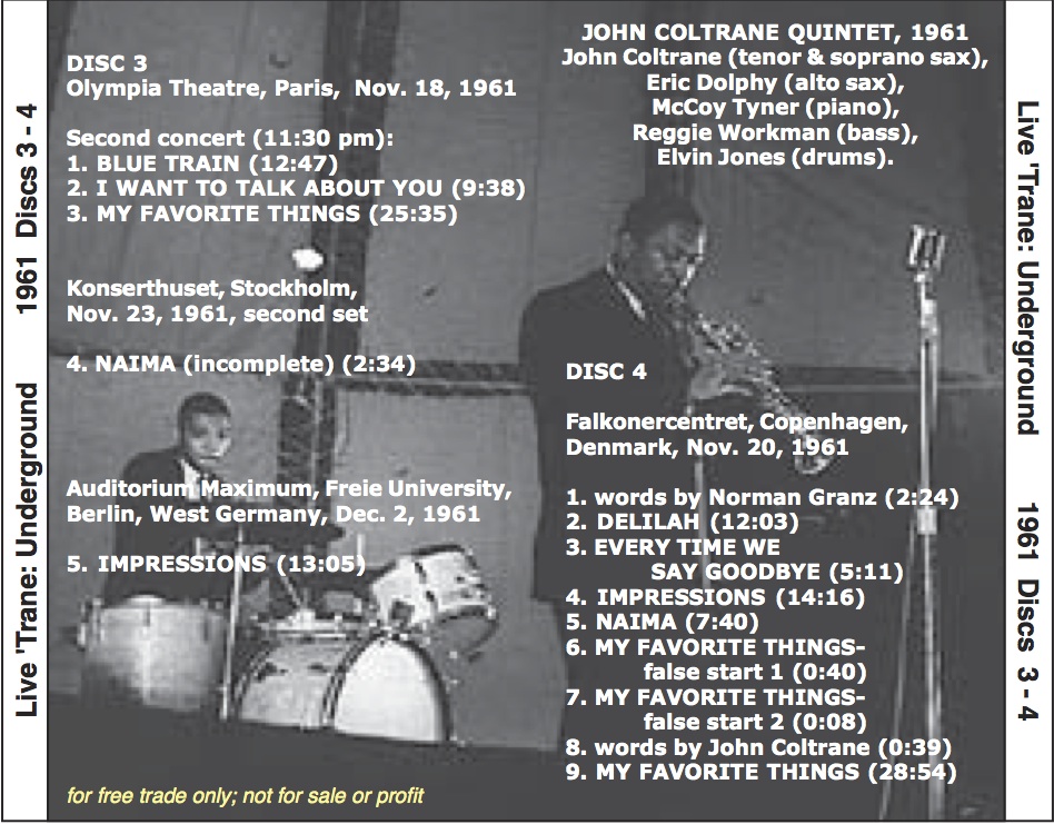 John Coltrane – Live Trane Underground 3 – 4 – Jerry Scott