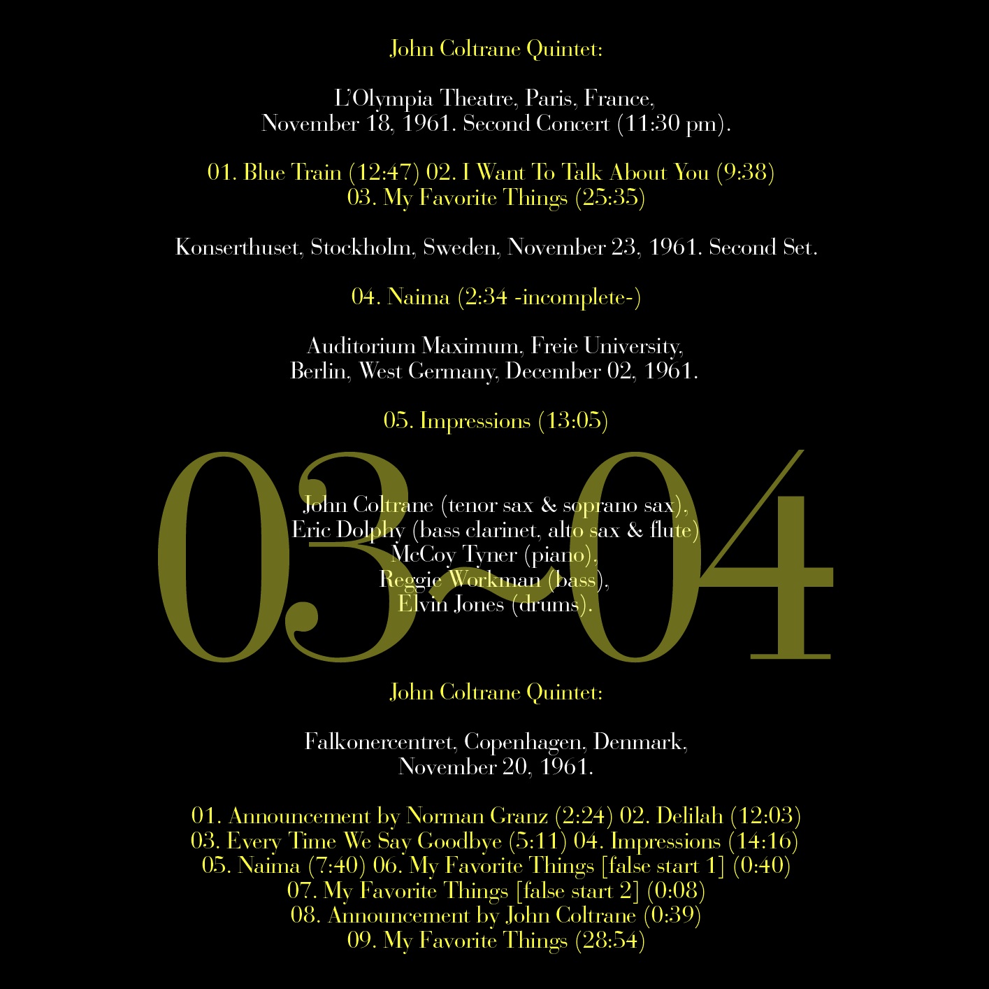 John Coltrane – Live Trane Underground 3 – 4 – Jerry Scott